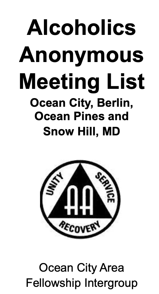 2026 Where and When Meeting List - Ocean City AA